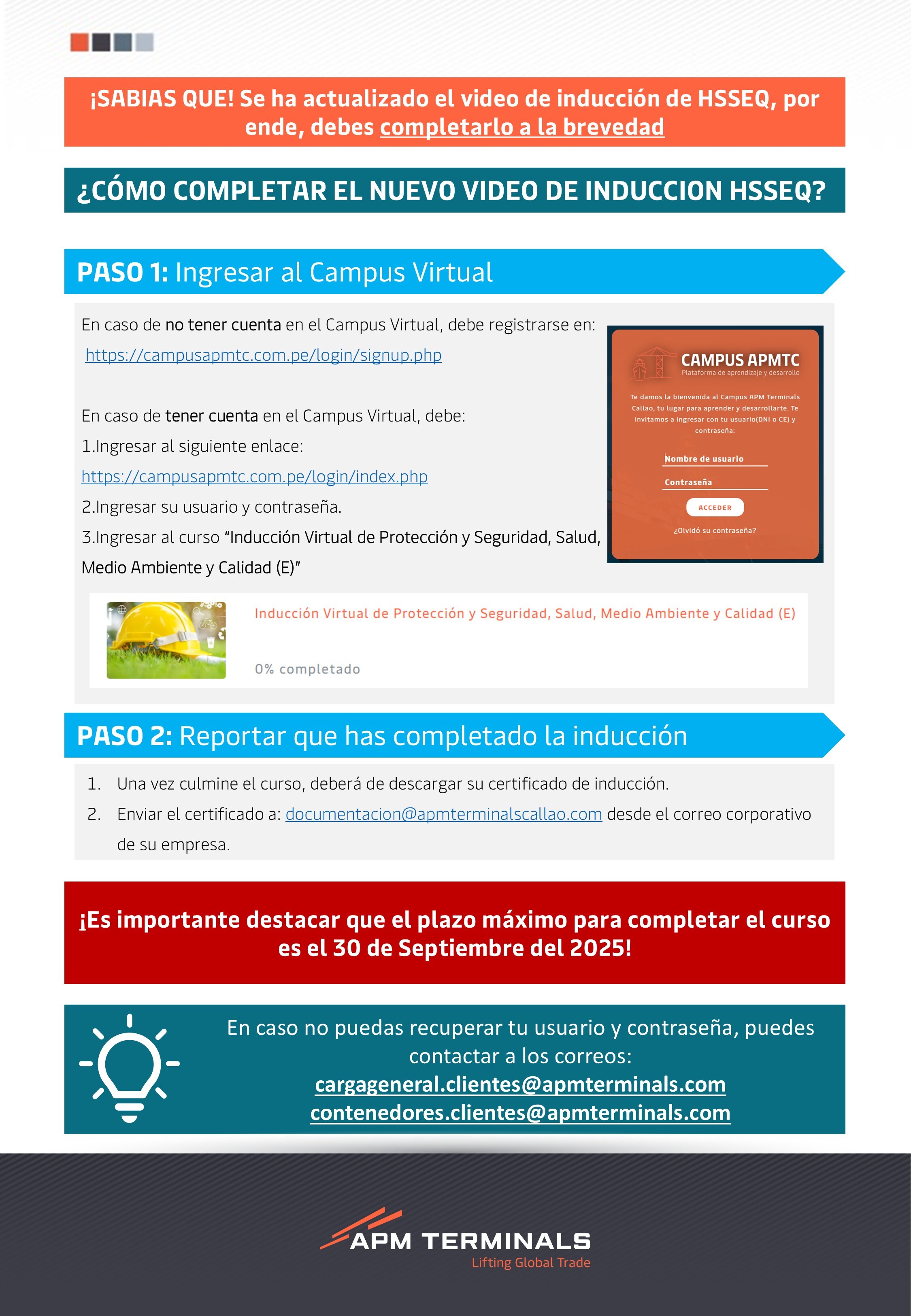 Nueva Inducción Virtual HSSEQ – Completa el curso - APM Terminals
